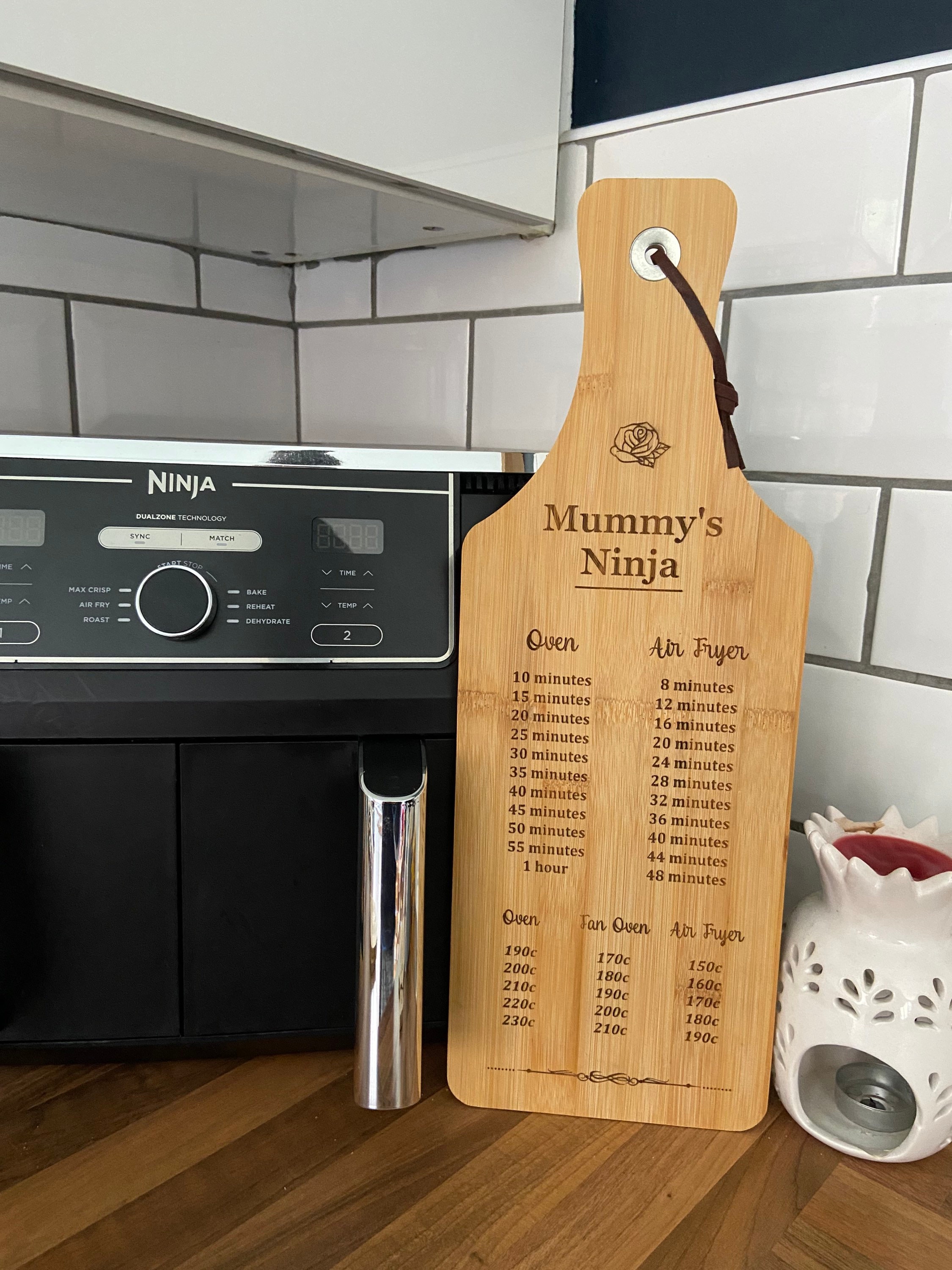 Air Fryer Ninja Conversion Chart. Tall Board 44cm. Personalised to Your ...