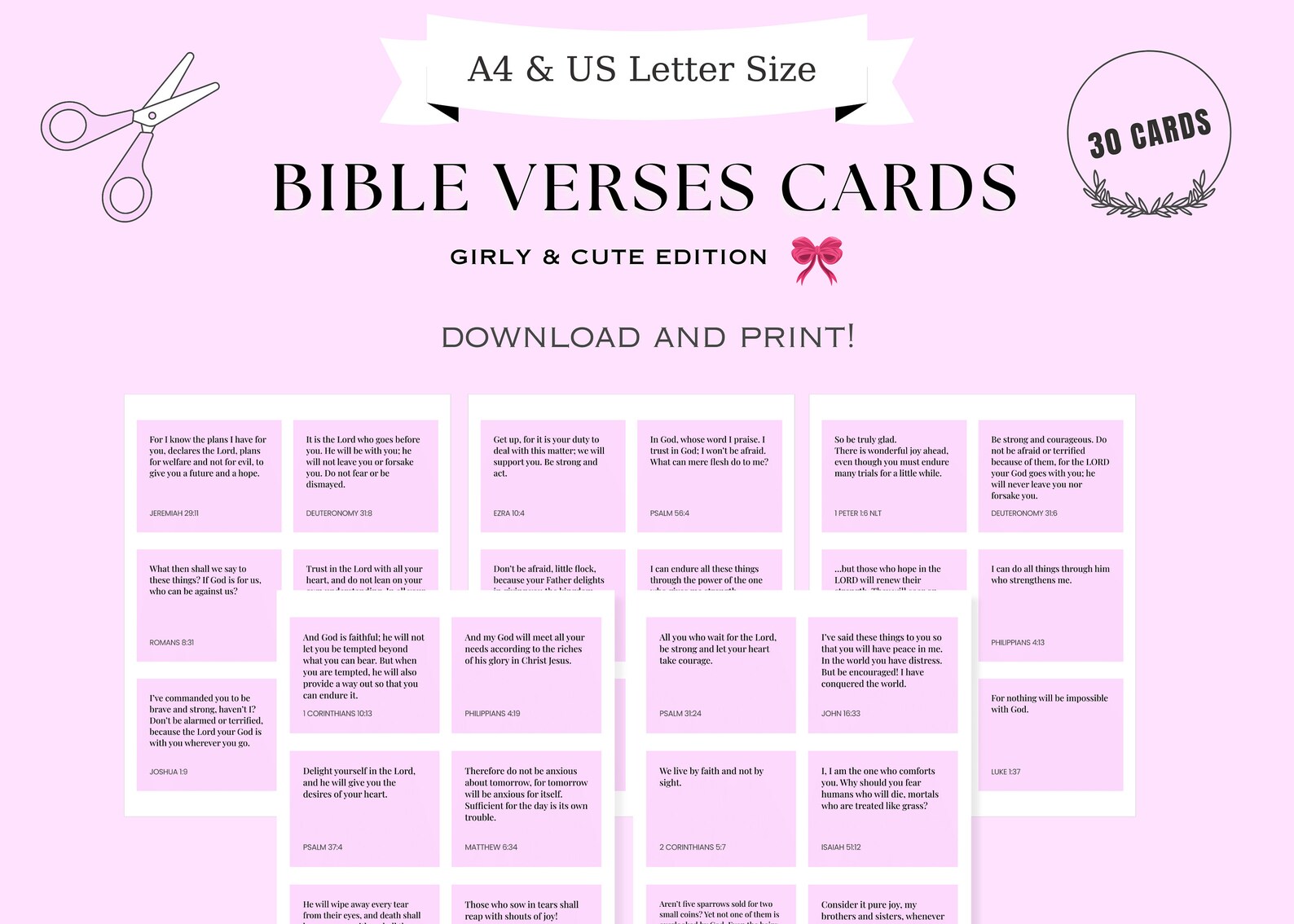 30 Encouraging Bible Verses | Printable Scripture Cards | Christian ...