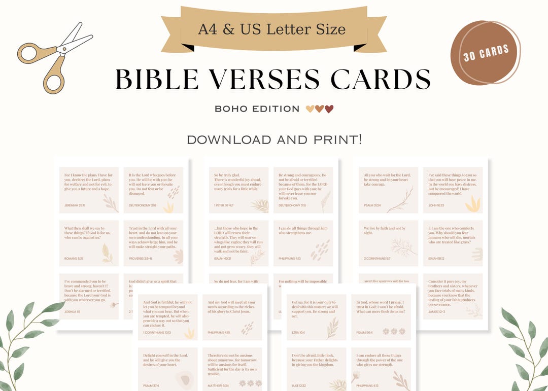 30 Encouraging Bible Verses | Printable Scripture Cards | Boho ...