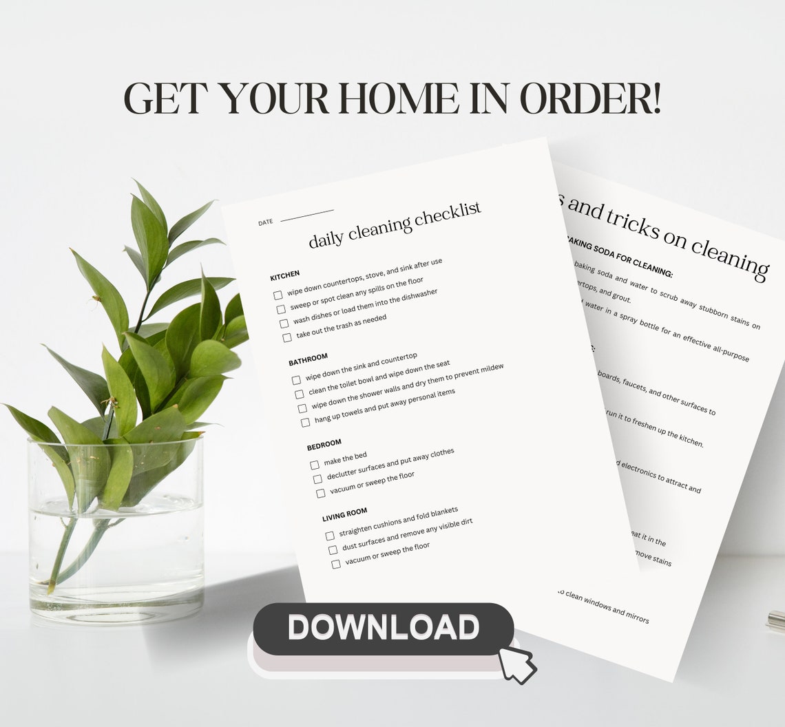 Editable Customizable Cleaning Checklist | Daily Weekly and Monthly ...