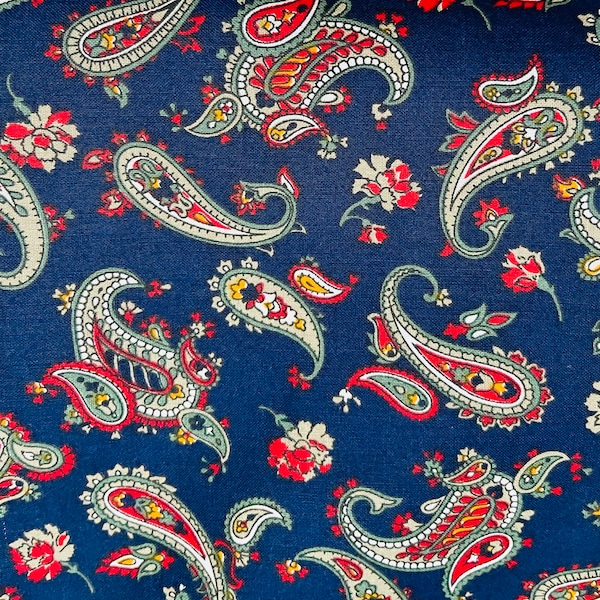 Blue Paisley Fabric - Etsy