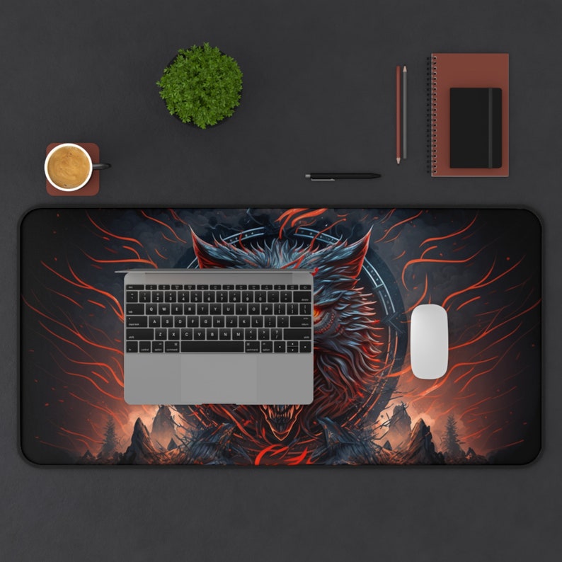 Fenrir Viking Fiery Mythology Desk Mat Mouse Pad - Etsy