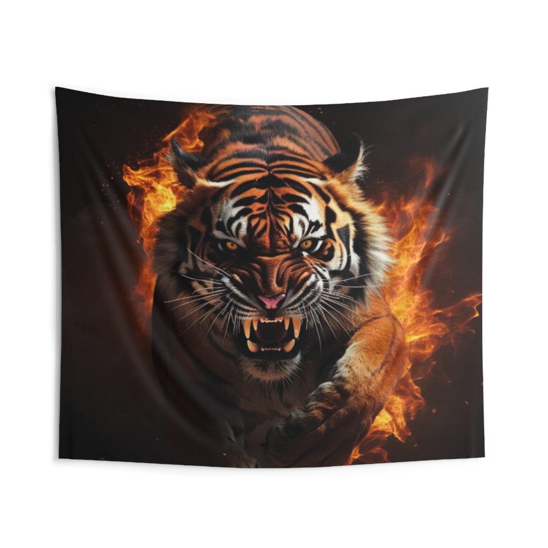 Fire Tiger Home Decor Indoor Wall Tapestries - Etsy