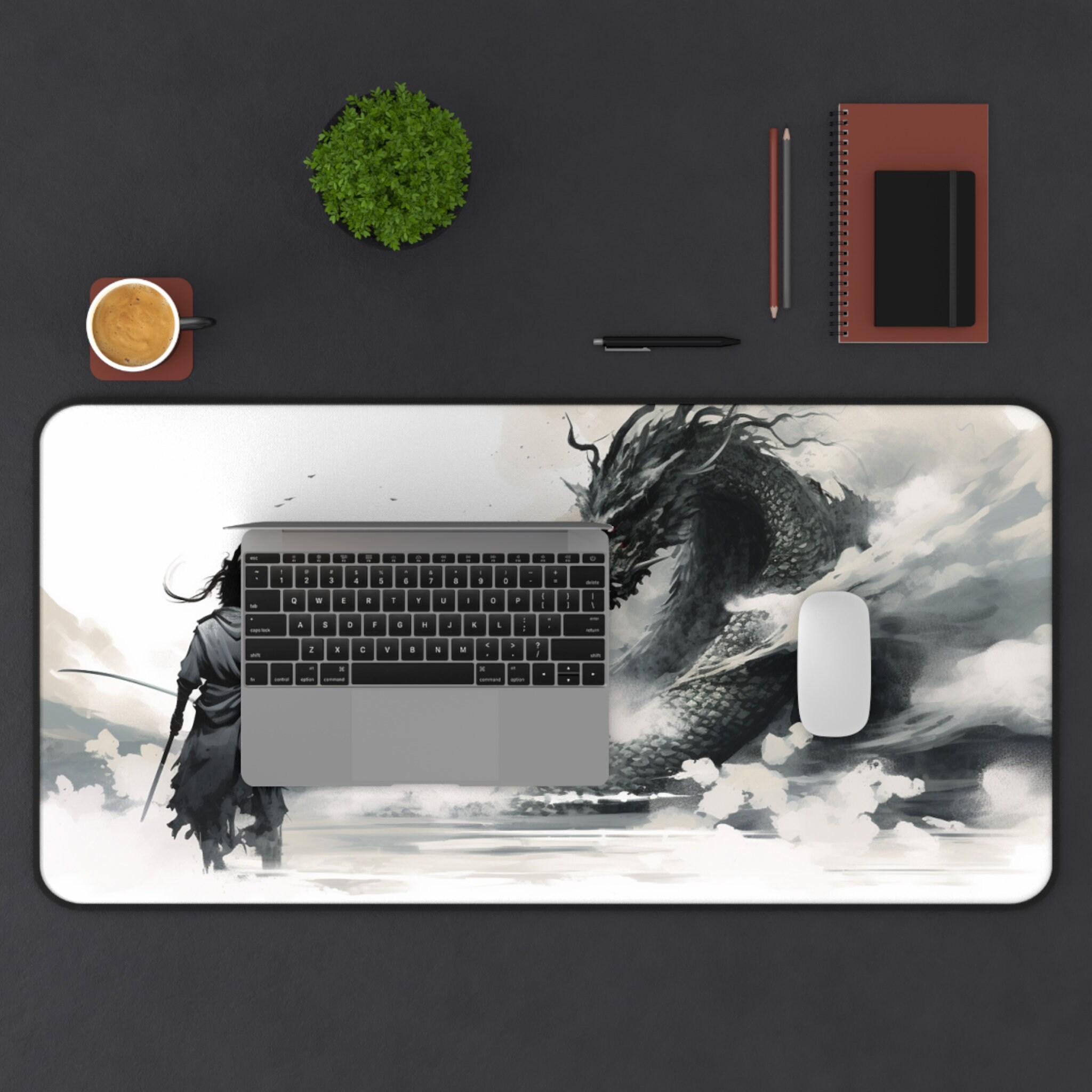 Samurai Dragon Desk Mat Mousepad Computer Accessory - Etsy