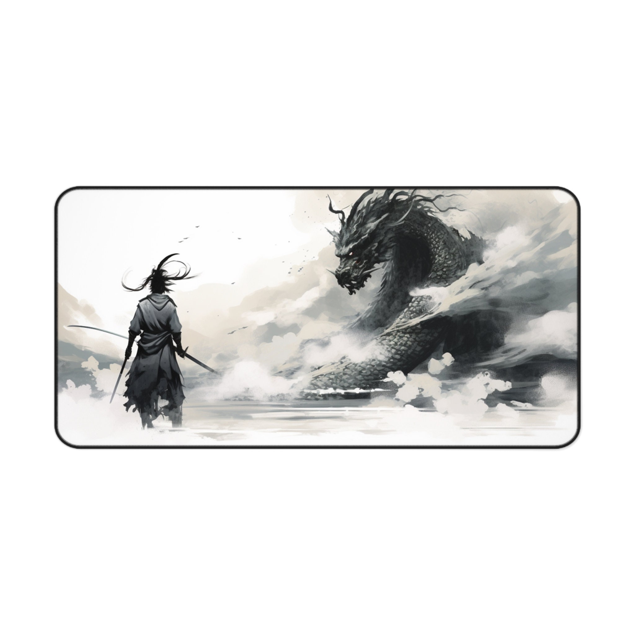 Samurai Dragon Desk Mat Mousepad Computer Accessory - Etsy