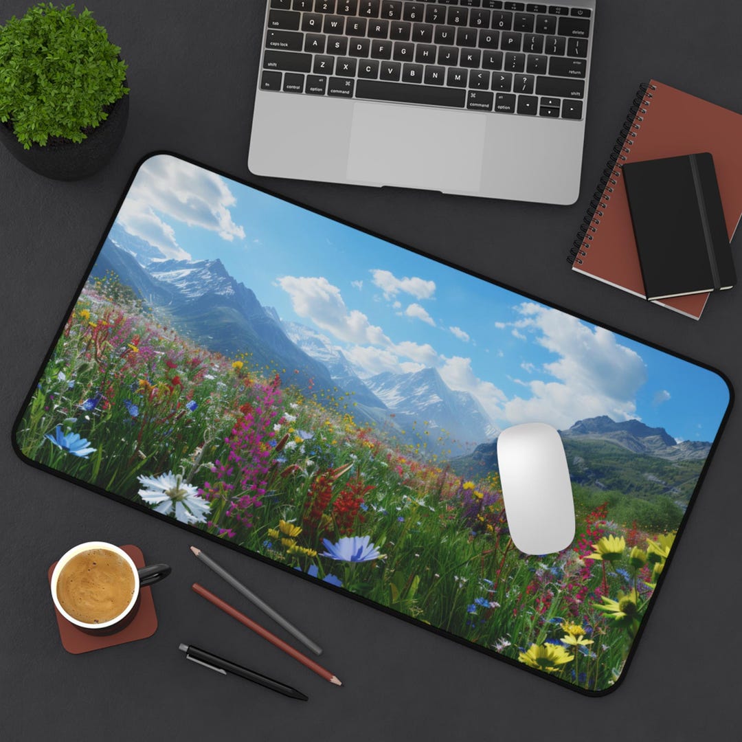 Alpine Meadows Desk Mat, Mountain Desk Pad, Nature Mouse Pad, Office ...