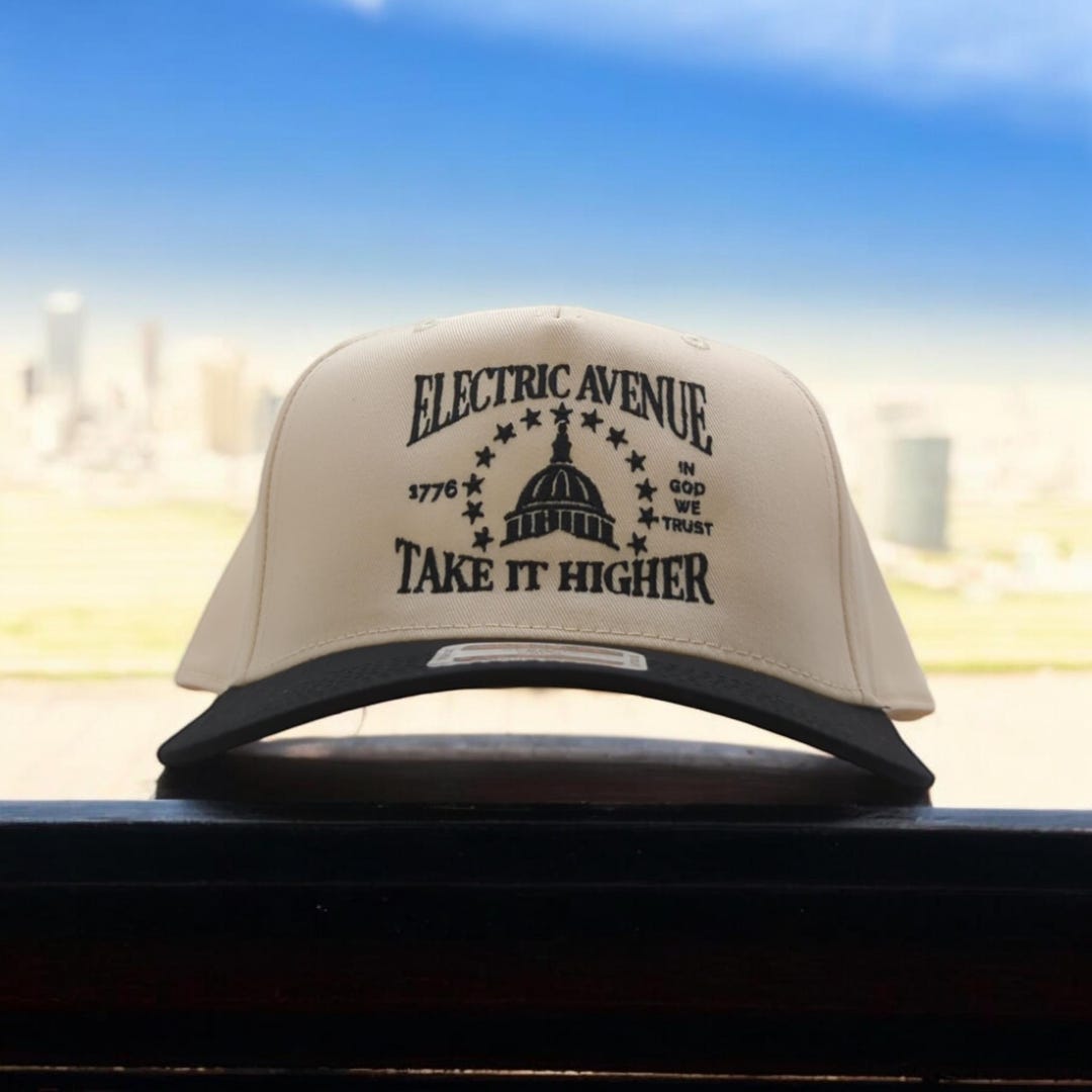 Trendy Embroidered Trucker Hat-- Electric Avenue Design - Etsy