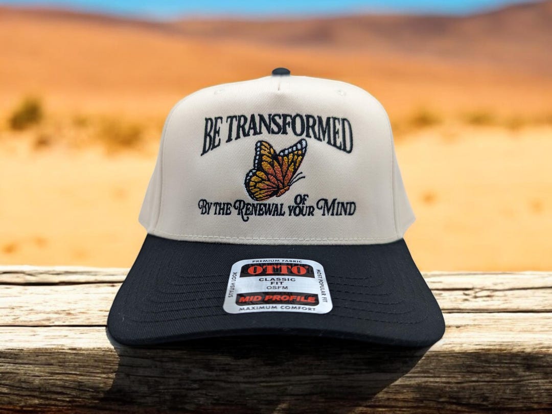Trendy 2-tone Christian Trucker Hat- Embroidered Romans 12:2 Design - Etsy