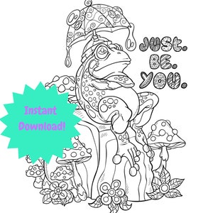 Frog Coloring Page Instant Download Just Be You Frog Color Page - Etsy