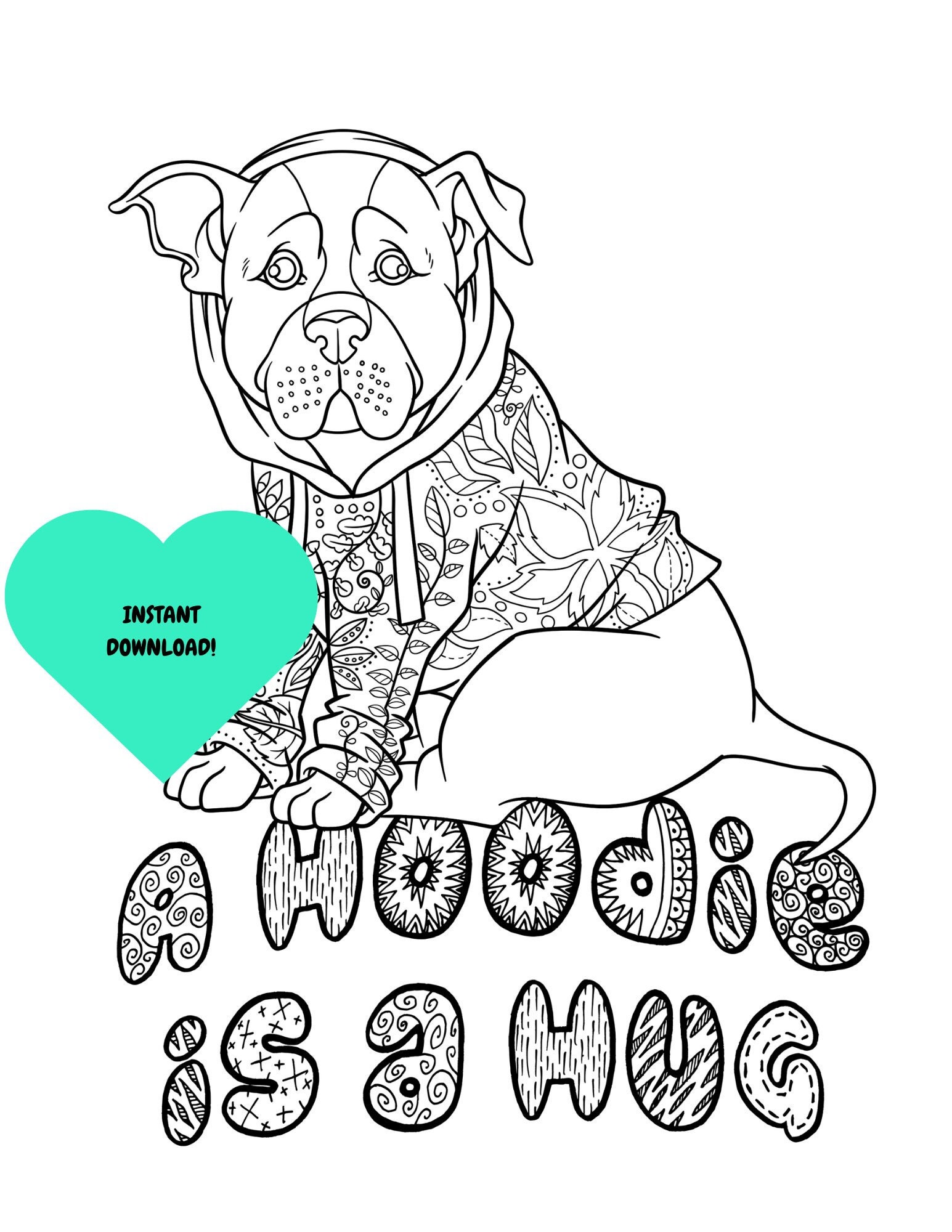 Printable Dog Coloring Page Puppy Coloring Page Bull Mastiff Dog Hygge ...