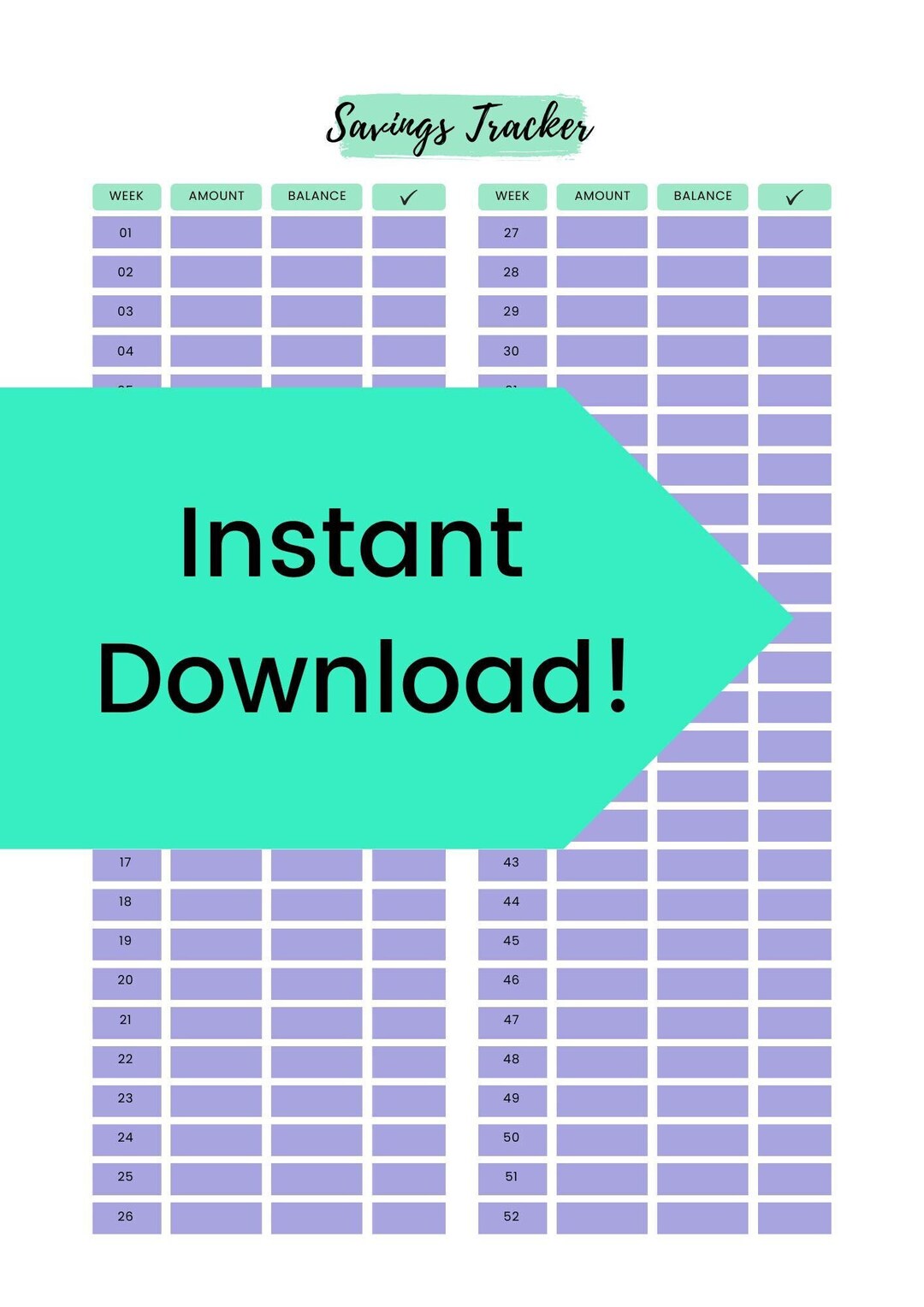 Printable Savings Tracker Instant Download Save Money Track Savings - Etsy