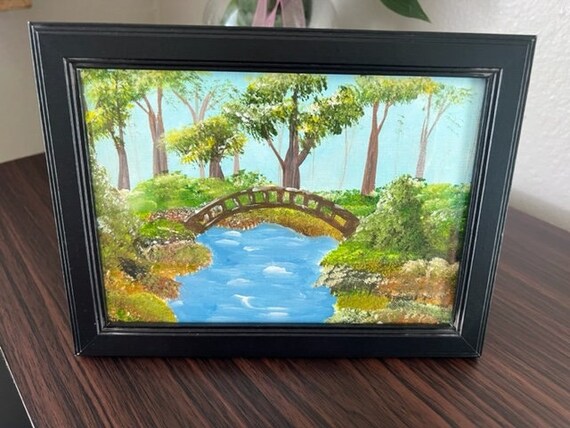Bridge in the Forest Acrylic Painting 5x7 Print Only - Etsy