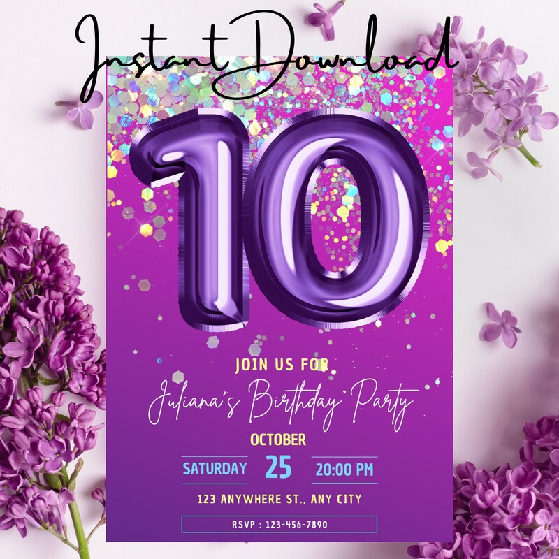 10th Birthday Invitation - Etsy