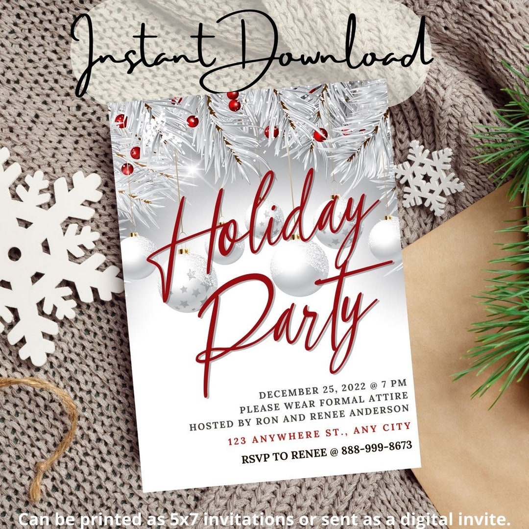 Formal Holiday Party Invitation, Christmas Party Invite, Printable ...