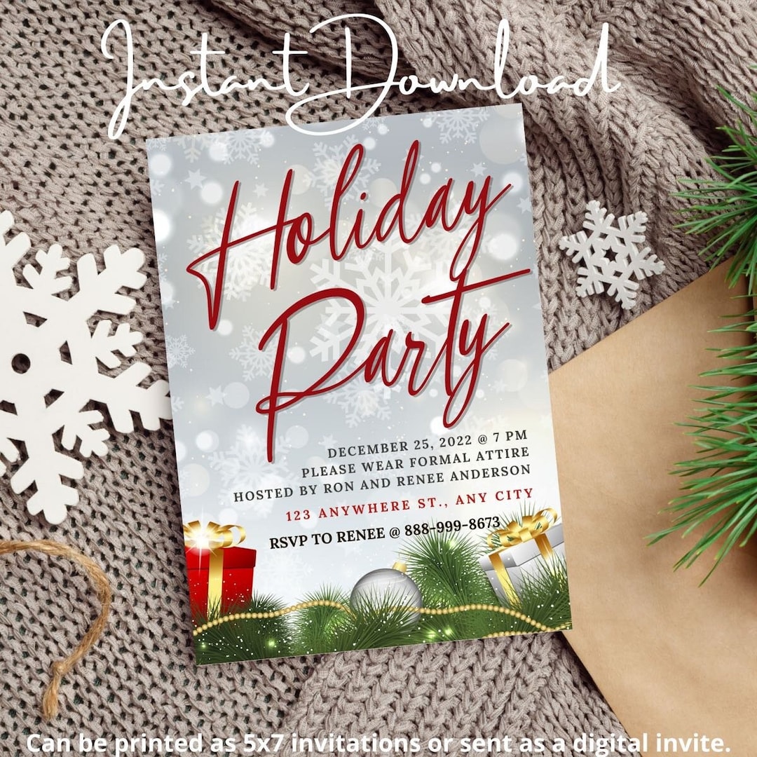 Holiday Party Invitation, Christmas Party Invite, Printable Party ...