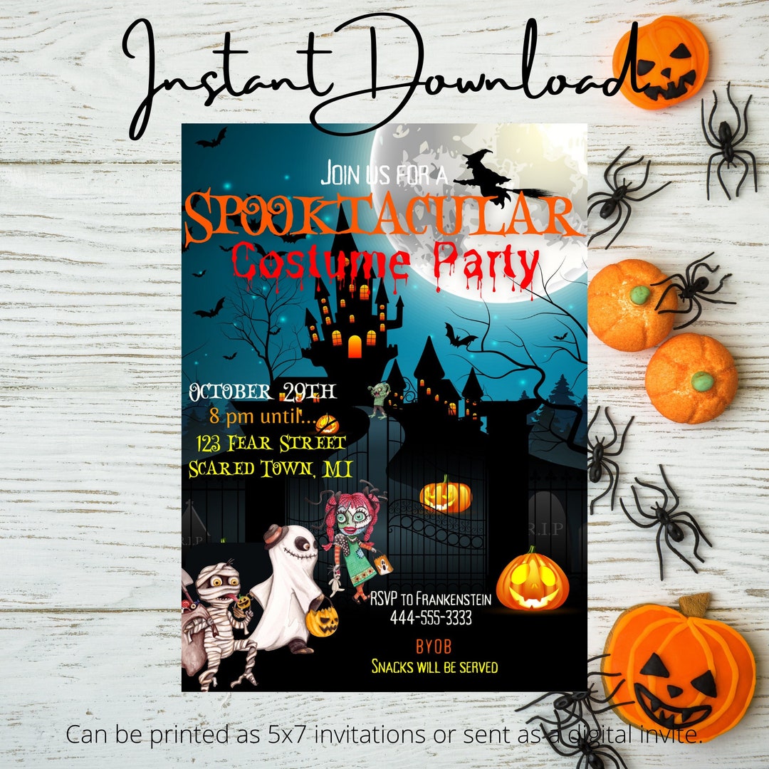 Editable Halloween Costume Party Invitation (instant Download) - Etsy