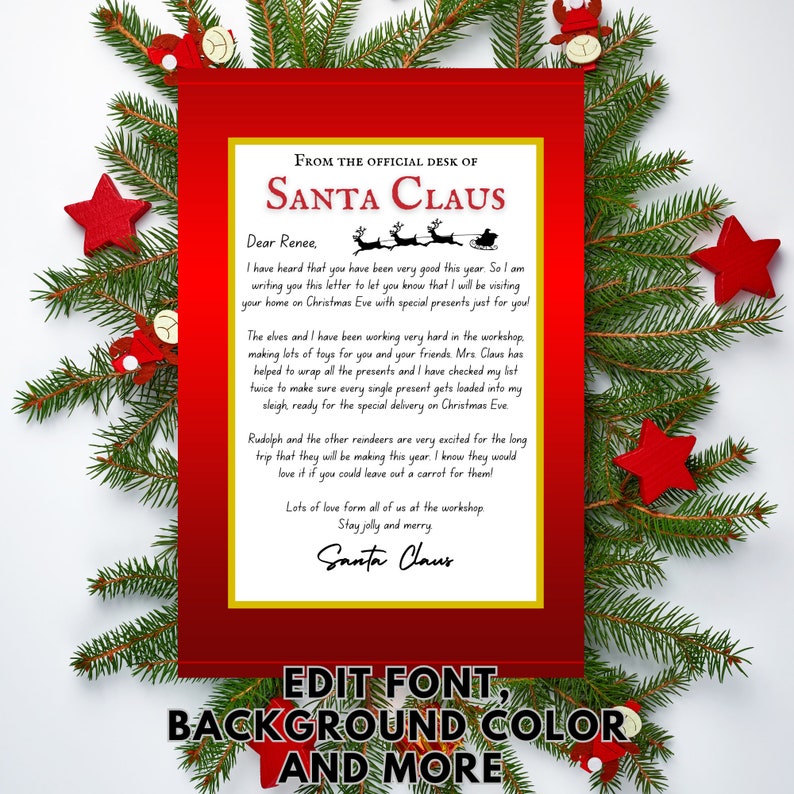 Letter From Santa, Nice List Santa Letter, Instant Download, Editable ...