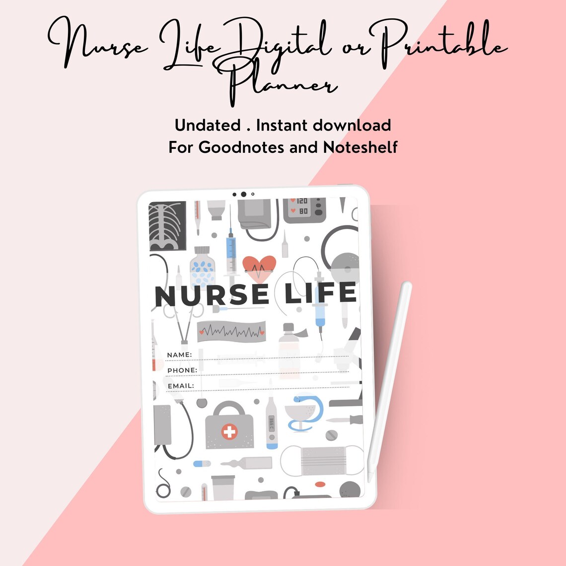 Nurse Life Digital or Printable Planner - Instant Download - 36 Fully ...