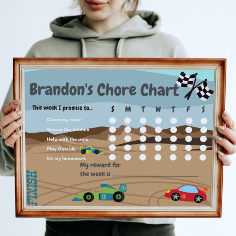 Race Car Weekly Chore and Reward Chart - Editable, Printable, Instant ...