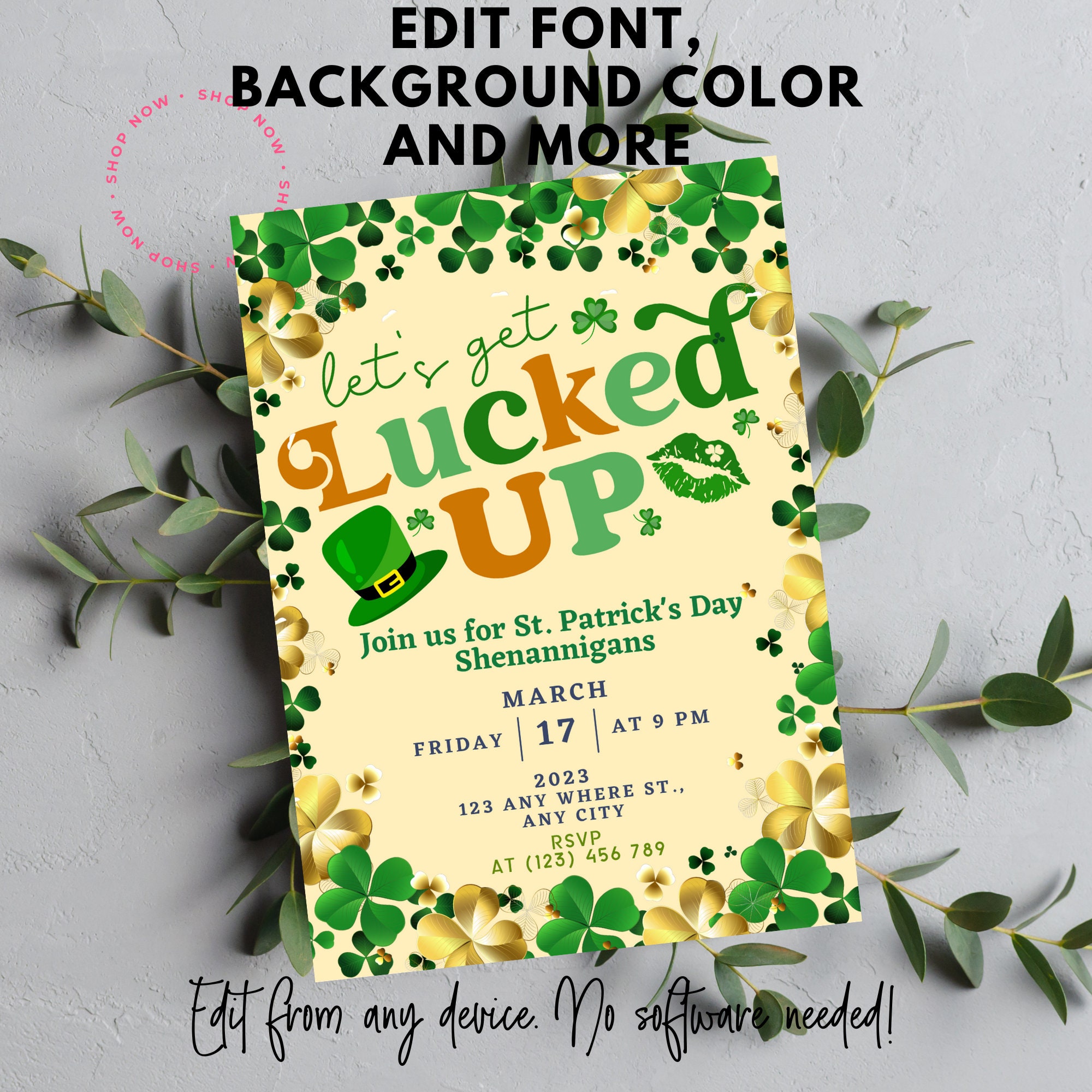 St. Patrick's Day Party Invitation - Custom, Personalized Instant ...
