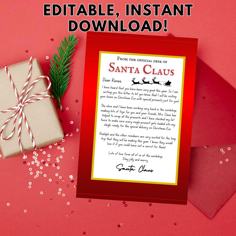 Letter From Santa, Nice List Santa Letter, Instant Download, Editable ...