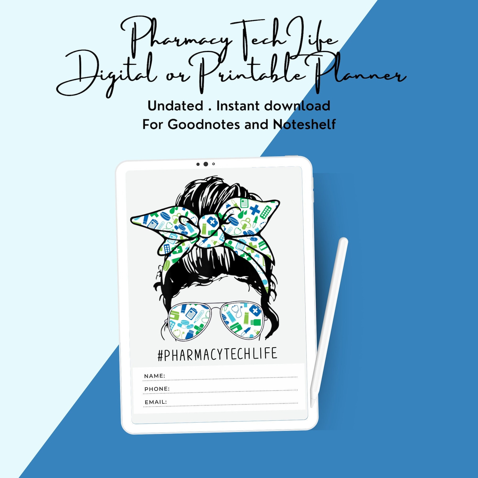 Pharmacy Tech Life Digital or Printable Planner Instant Download 36 ...