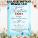 Blue Christmas Party Invitation, Christmas Party Invite, Printable ...