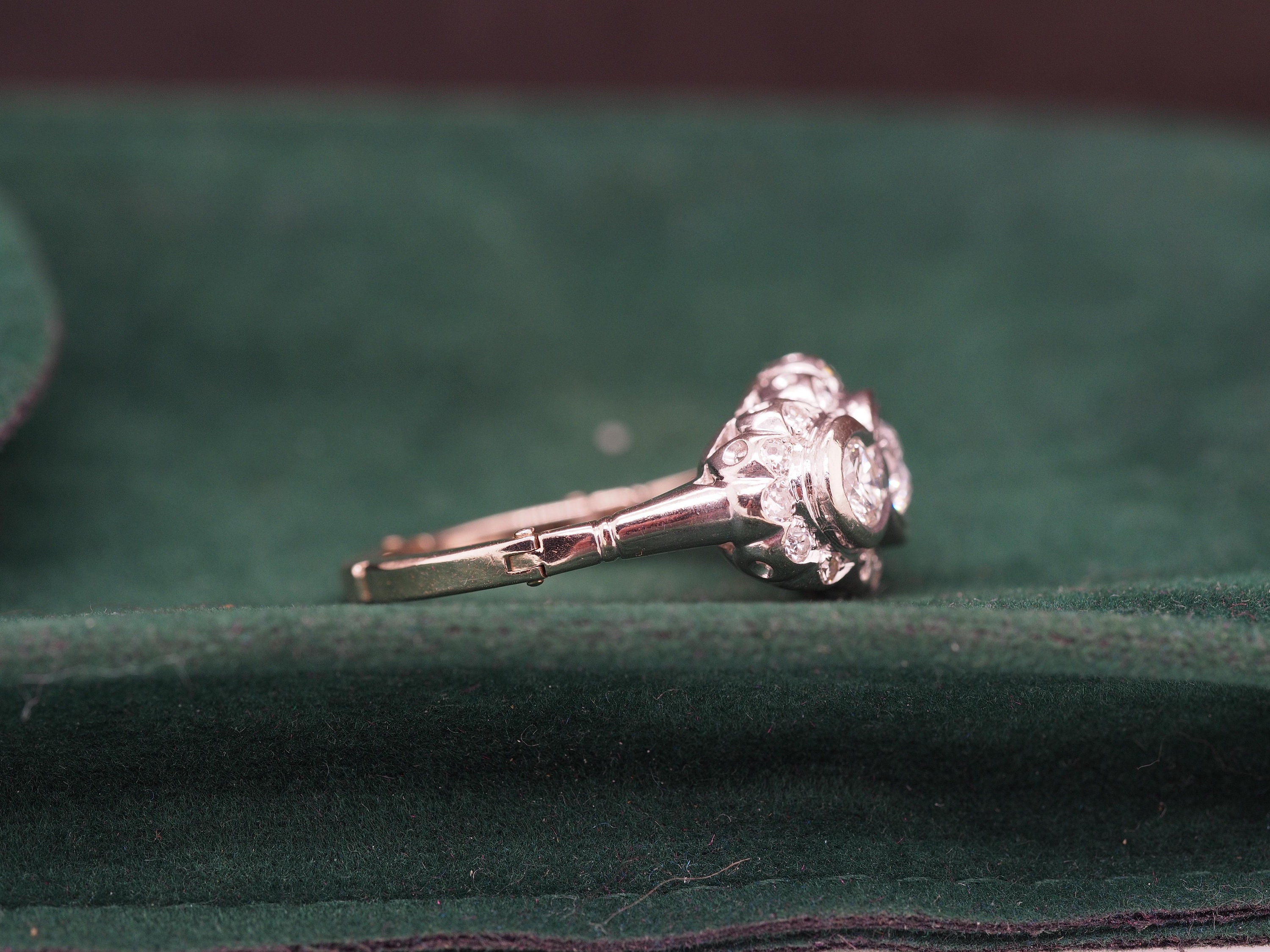 Platinum 1950s Three Stone Engagement Ring With Arthritic Shank - VHK ...