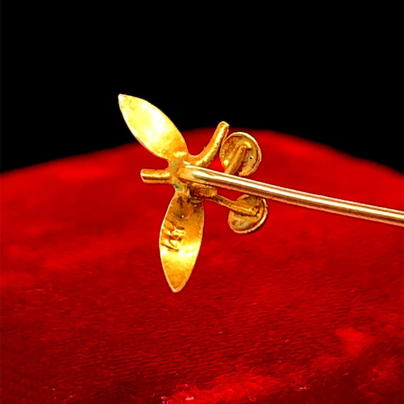 1920s 14K Yellow Gold Enameled Cherry Design Stick Pin - Gem