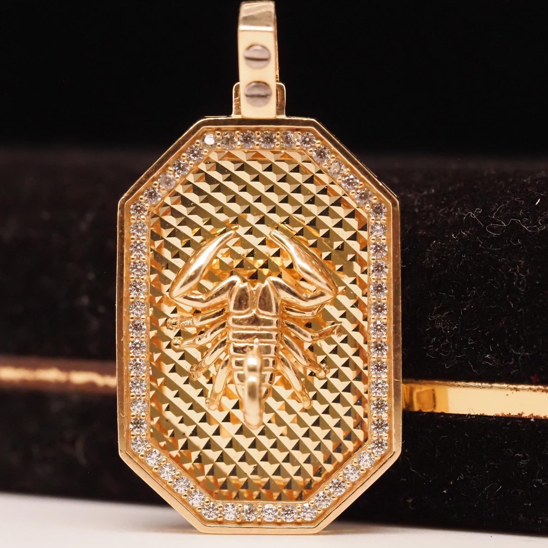 4k Yellow Gold Scorpion Diamond Pendant - VHK#711 - Etsy