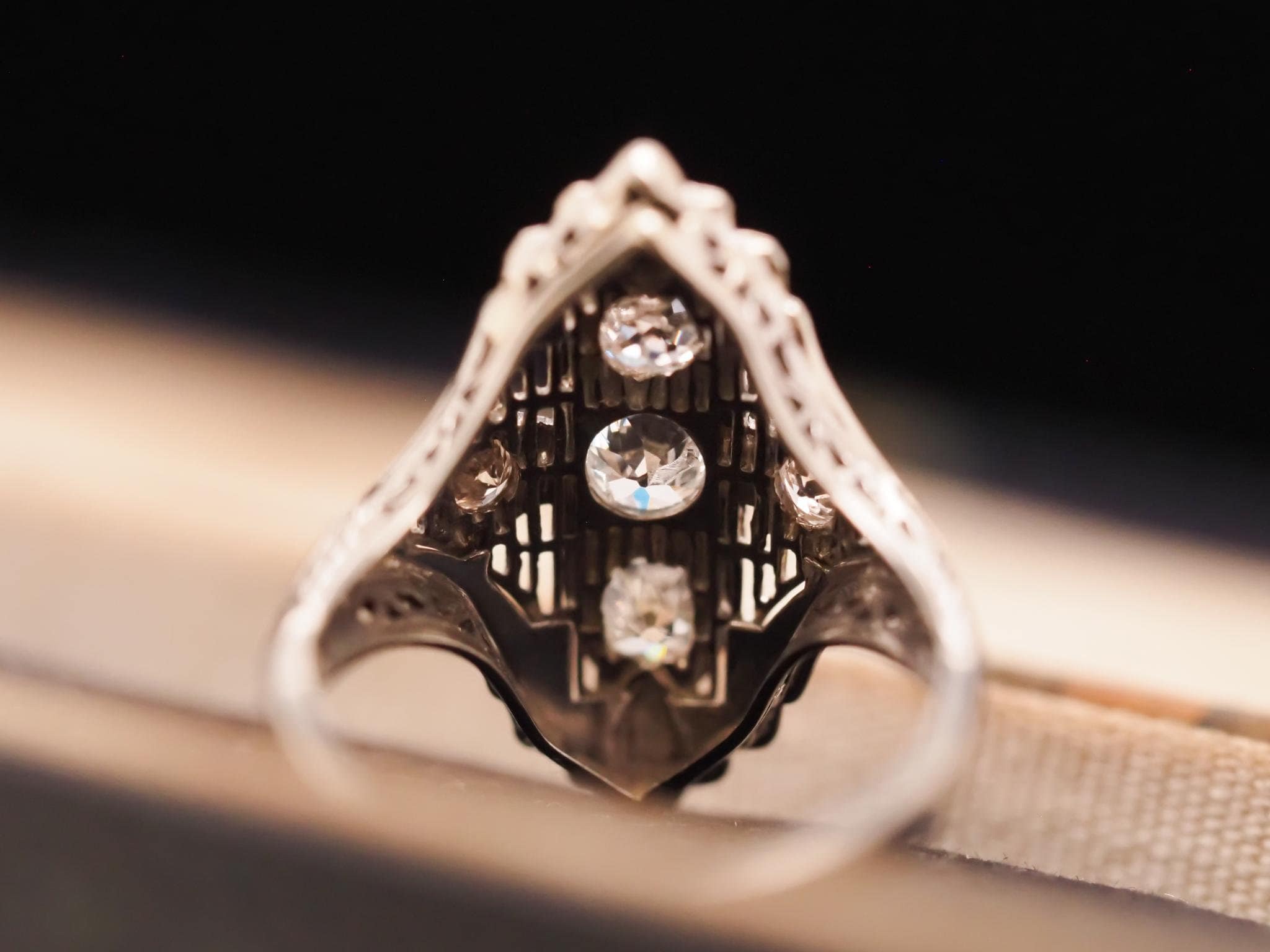 Circa 1930s 14k White Gold Art Deco Shield Diamond Ring - Etsy