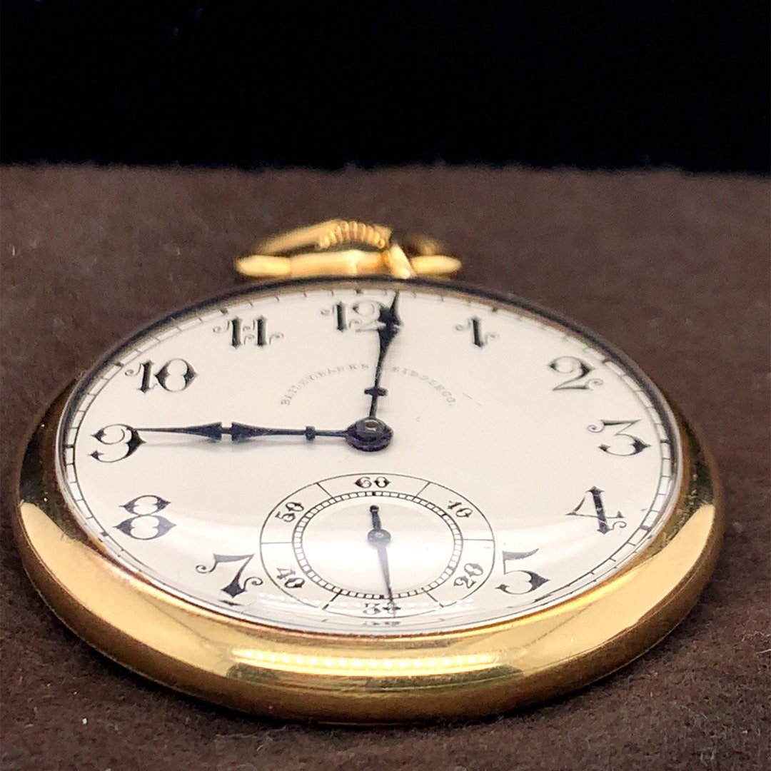 Bailey Banks & Biddle 14K Yellow Gold Pocket Watch With IWC Movement ...