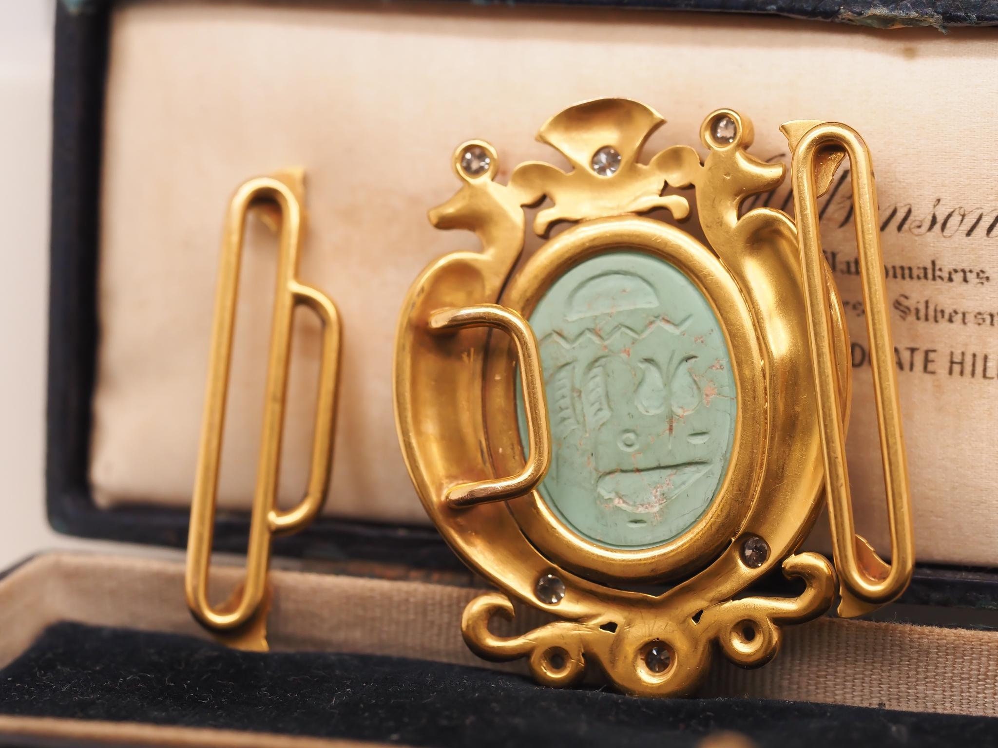 Circa 1920s Egyptian Revival 18k Scarab Belt Buckle With Enamel and ...