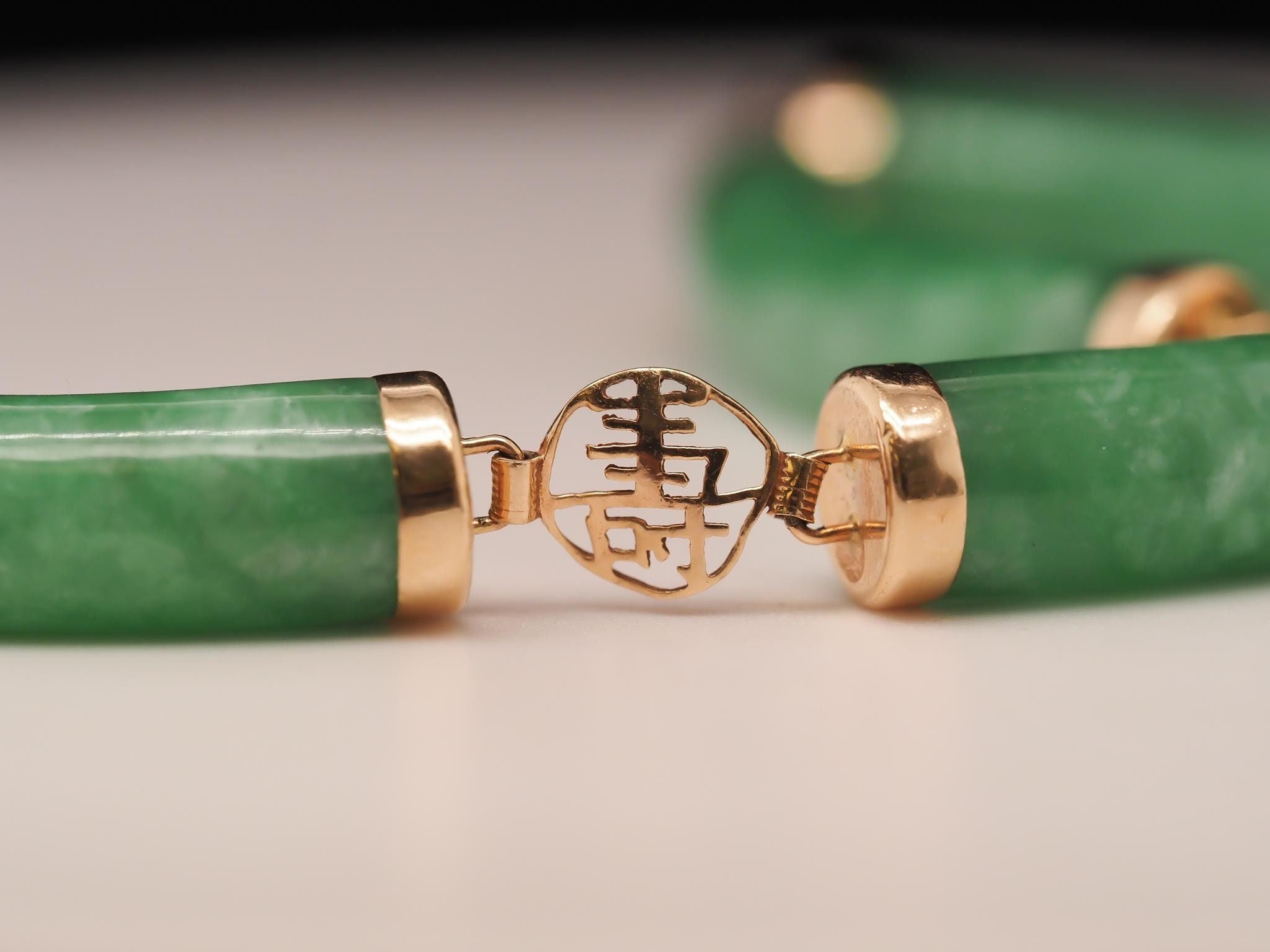 Vintage 14k Yellow Gold Jade Bracelet With Links - Vhk#561a - Etsy