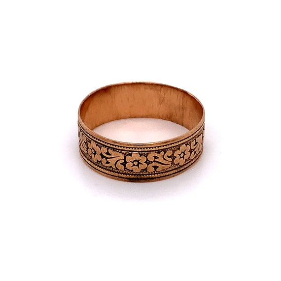 14K Rose Gold Vintage Wedding Band w/ Floral Designs … - Gem