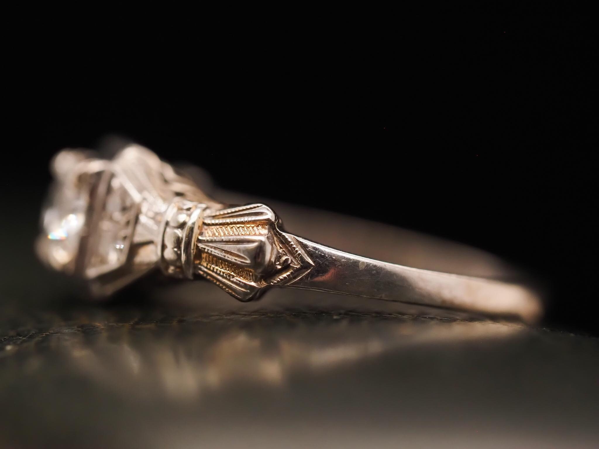 Circa 1930s 14k White Gold .50ct Old European Brilliant Engagement Ring ...