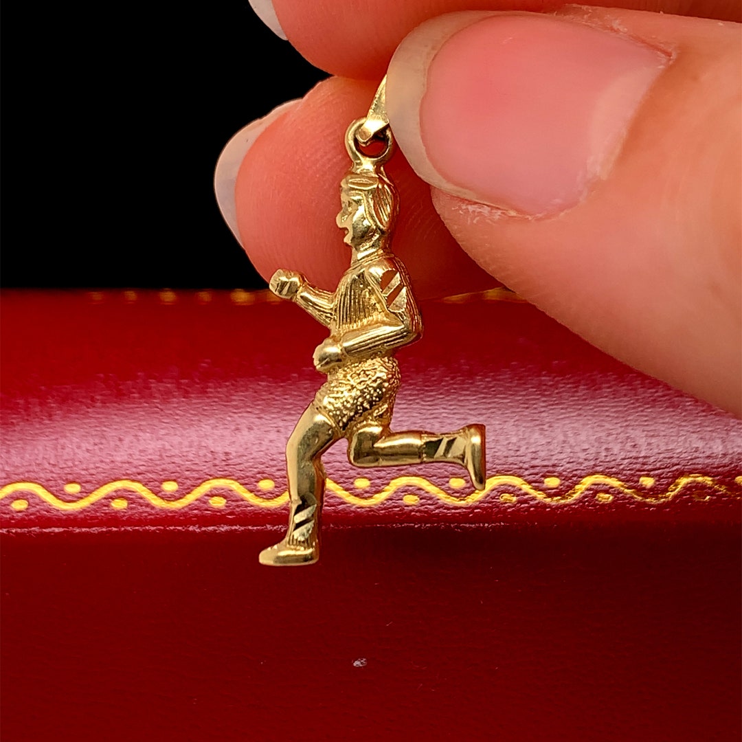 14K Yellow Gold Running Man Pendant - VHK#45 - Etsy