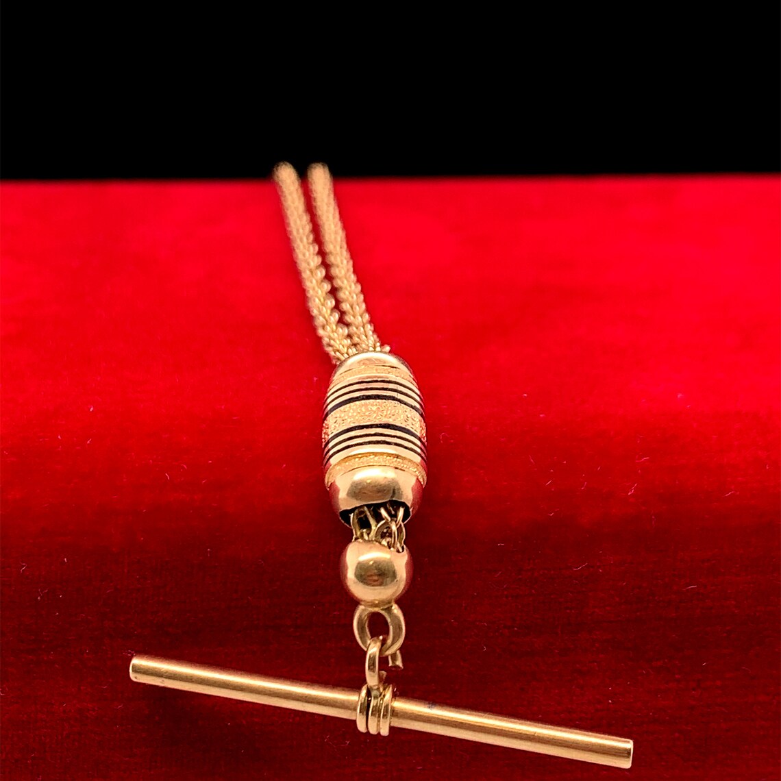 14K Yellow Gold Pocket Watch Double Strand Chain With Enamel - Etsy