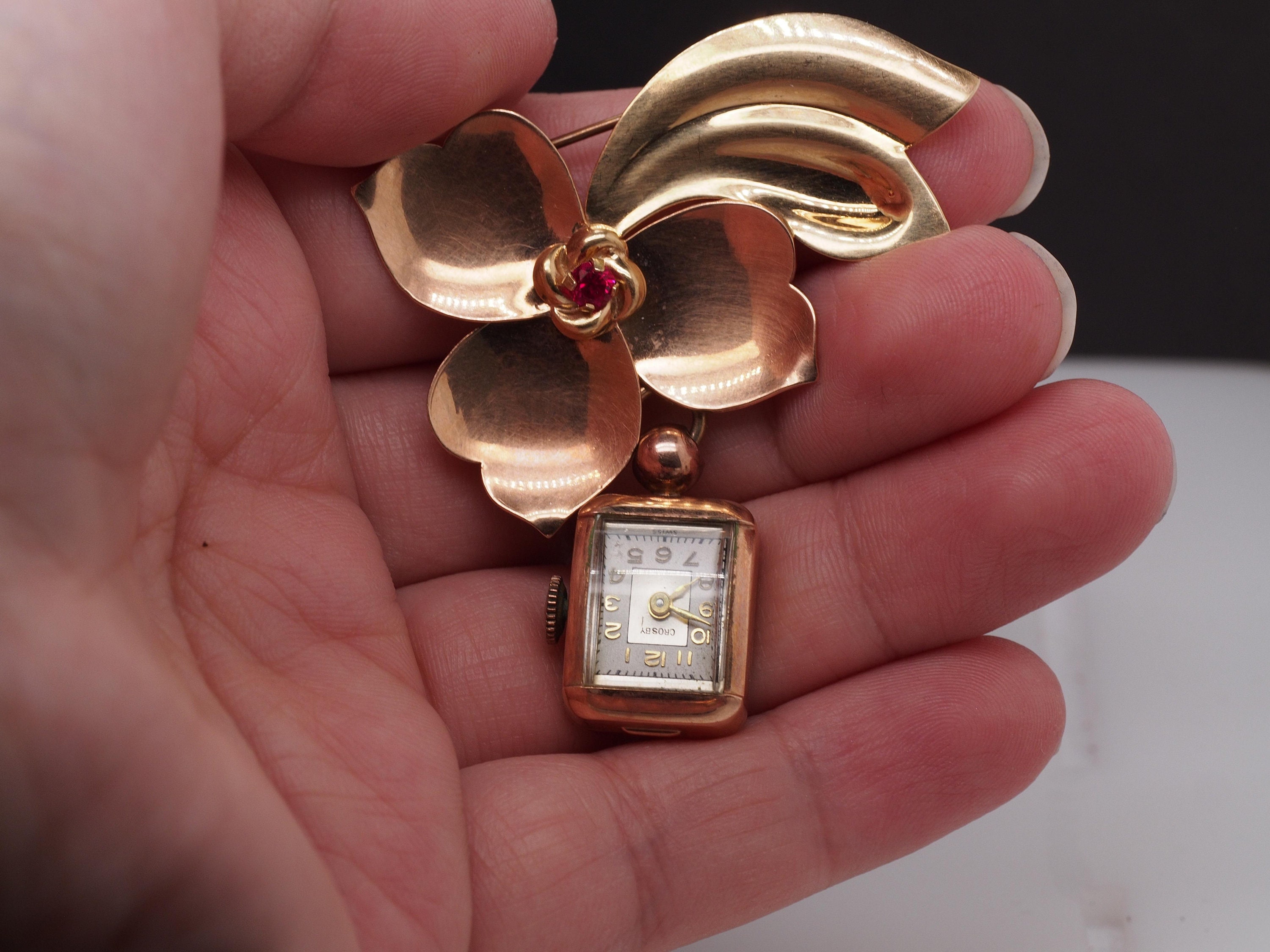 1940s 14K Rose and Yellow Gold Watch Brooch and Pin - VHK#505 - Etsy