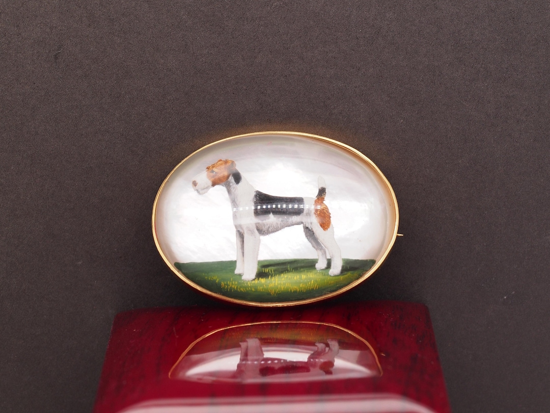 Circa 1900s 18K Yellow Gold Reverse Crystal Terrier Dog Brooch - - Etsy