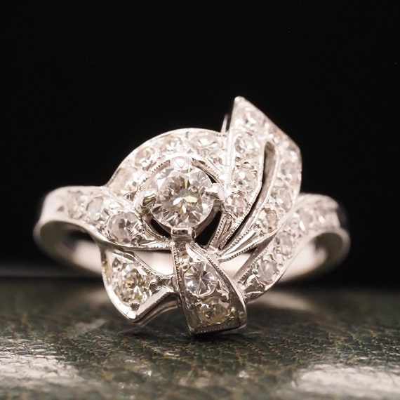 Circa 1950er 14k WeiBgold Diamant Swirl Cocktail Ring Etsy
