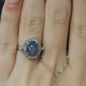 Platinum Art Deco Star Sapphire and Diamond Ring by Felger and Co. - Etsy