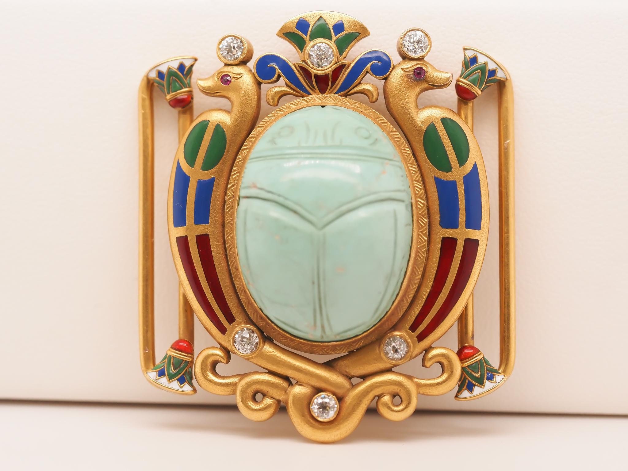 Circa 1920s Egyptian Revival 18k Scarab Belt Buckle With Enamel and ...