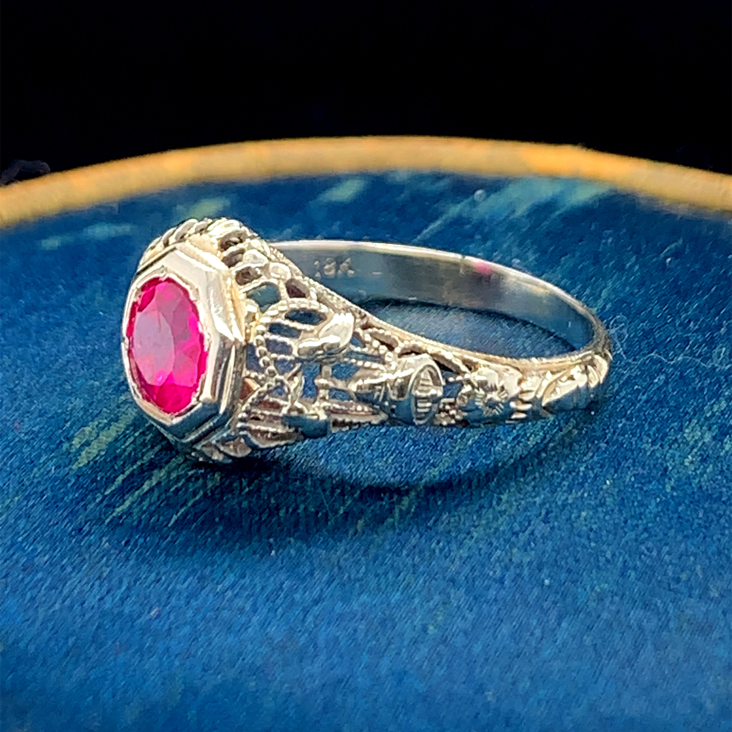 1930s Art Deco 18K White Gold Filigree Ruby Engagement Ring - VHK#53 - Etsy
