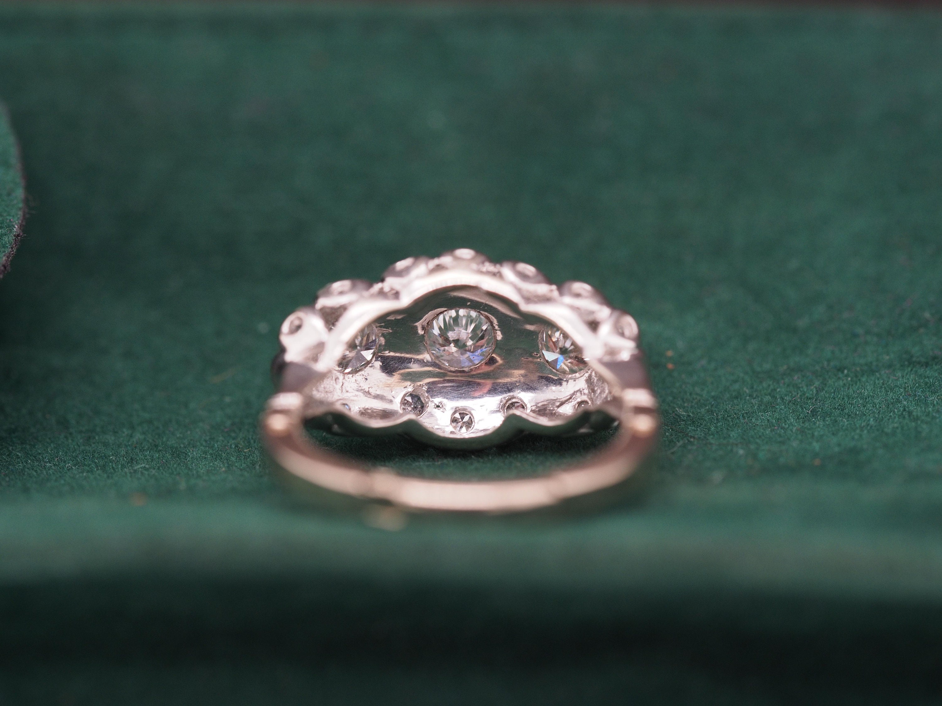 Platinum 1950s Three Stone Engagement Ring With Arthritic Shank - VHK ...