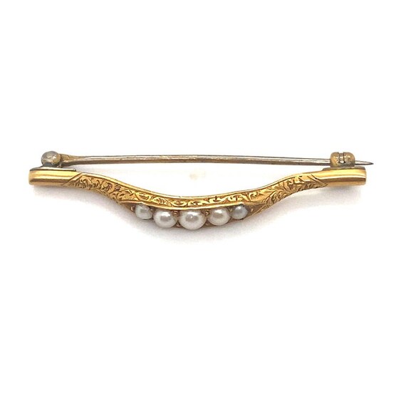 Circa 1875 Victorian Lingerie Pin With Seed Pearls In Gem