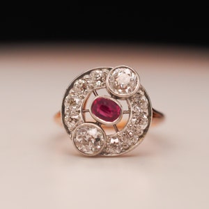 Circa 1900s Edwardian Natural Ruby and Old European Diamond Ring - VHK ...