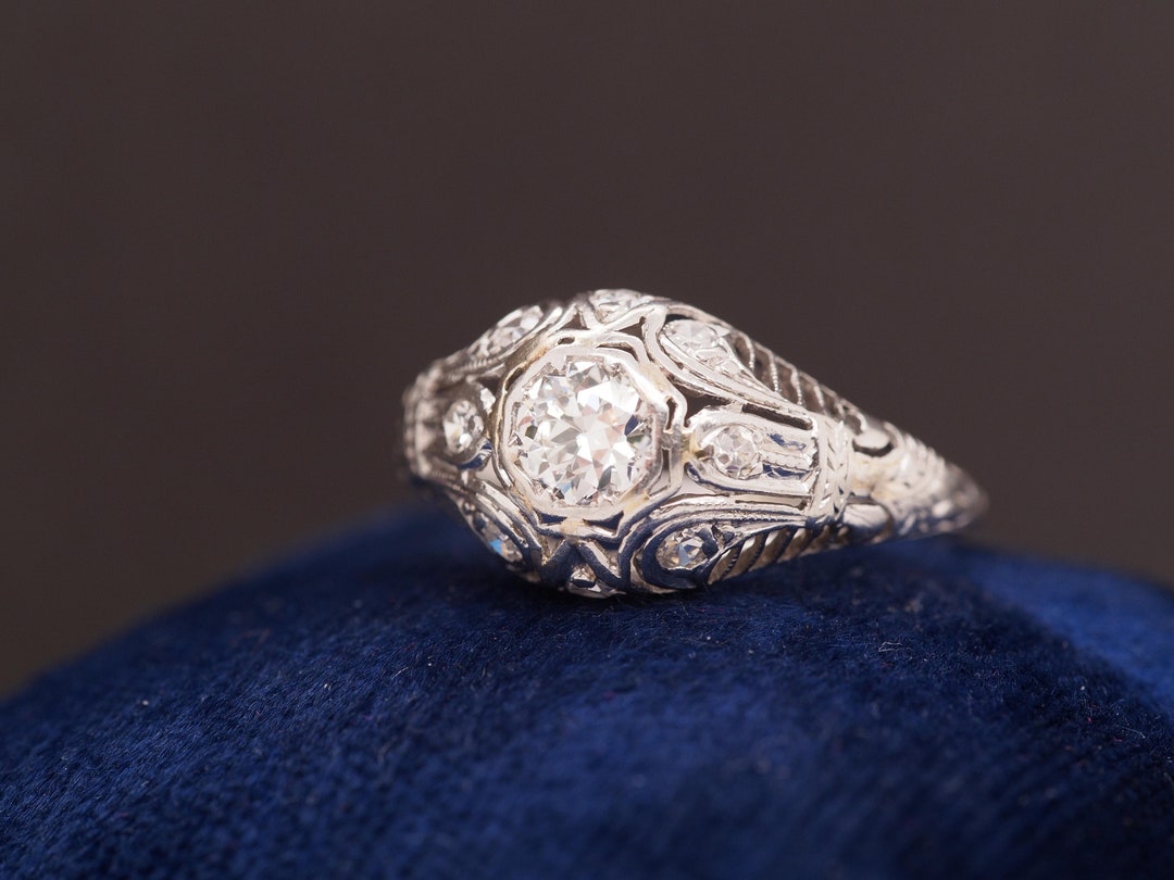 Circa 1920s Platinum Art Deco .50ct Total Weight Diamond Engagement ...