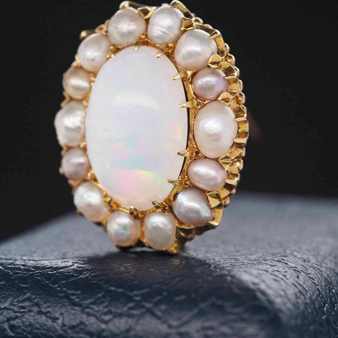 Circa 1900s 20K Yellow Gold Tiffany & Co Pearl and Opal Brooch VHK 214 ...