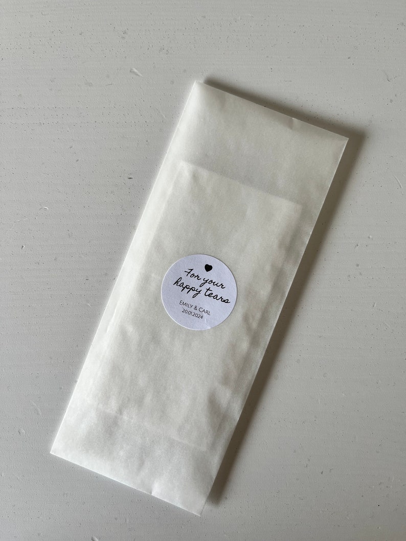 48 Packets of Personalised “happy Tears” Wedding Tissue Favours. DIY ...